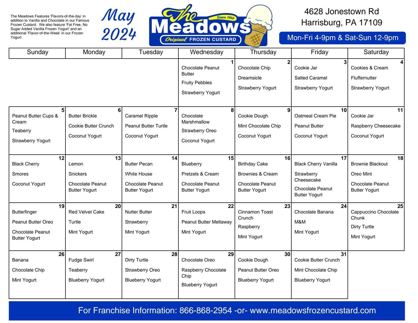 Flavors of the Day – The Meadows Frozen Custard