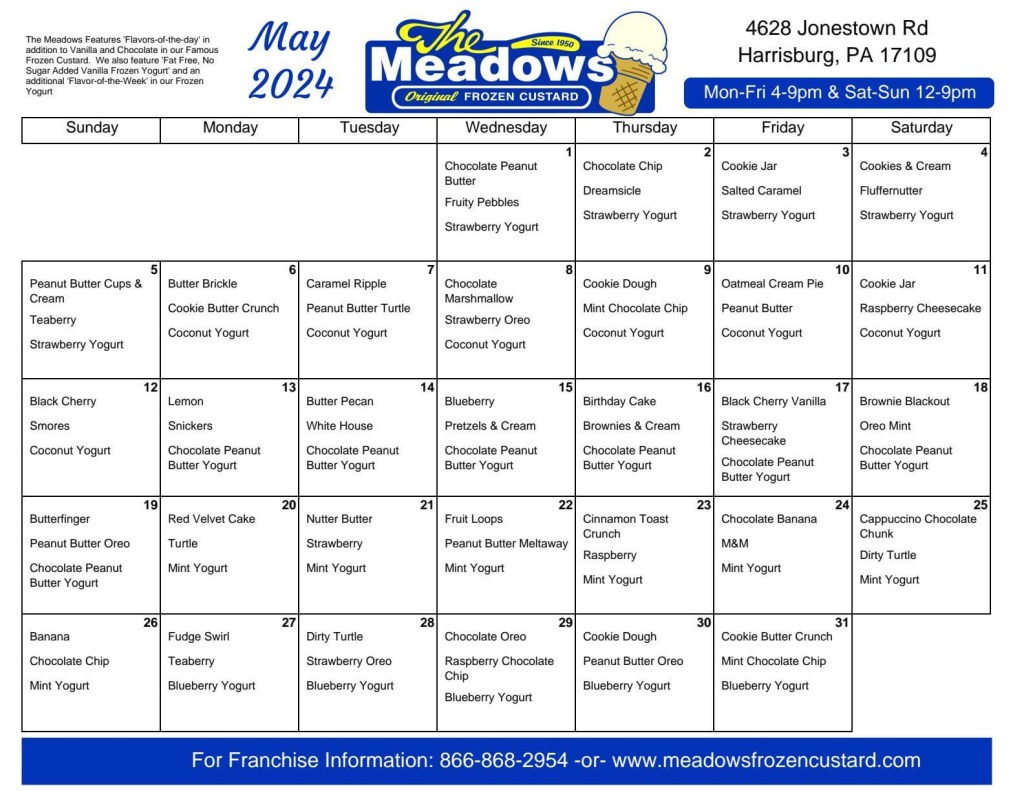 Flavors of the Day – The Meadows Frozen Custard